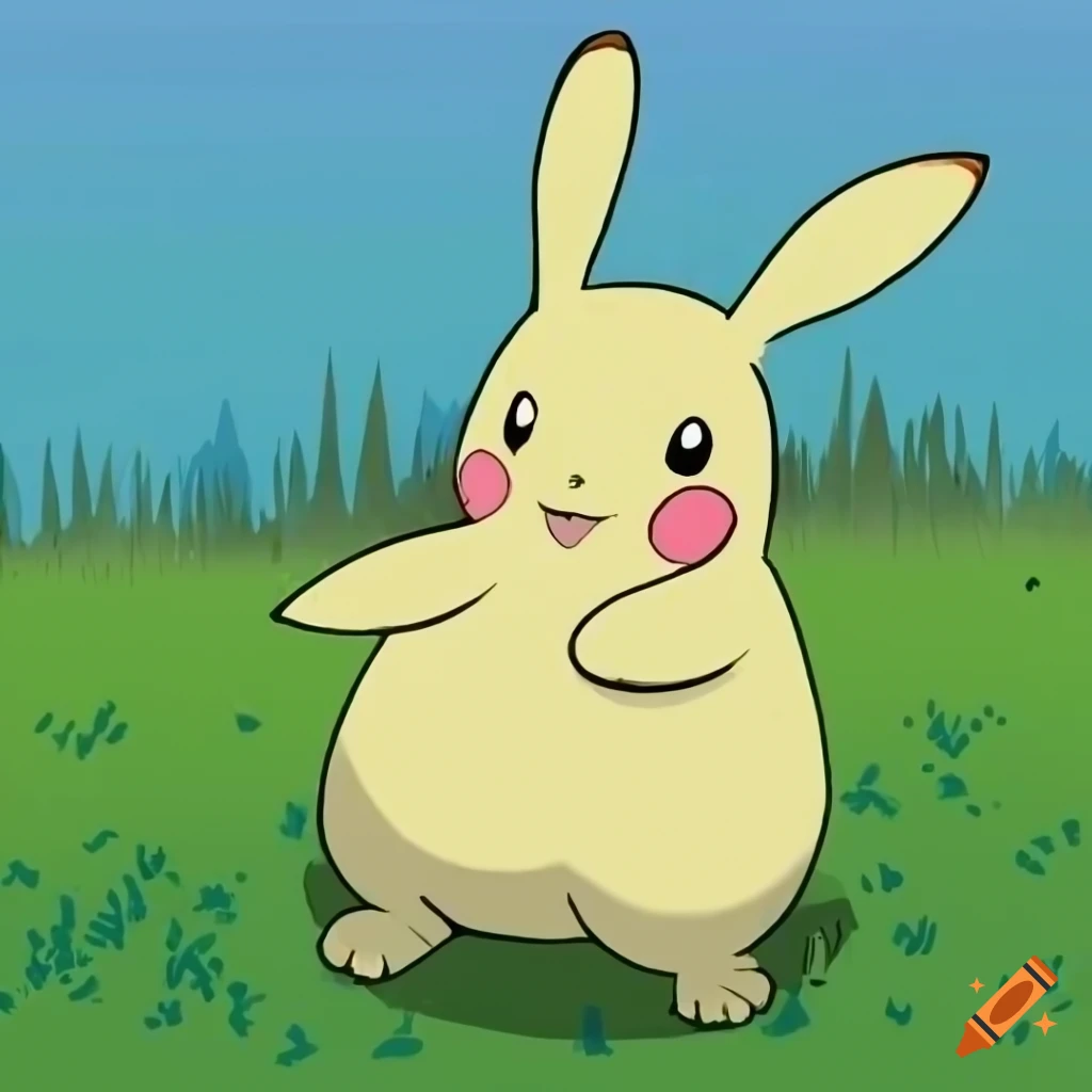 Adorable bunny pokemon in a verdant grassland on Craiyon