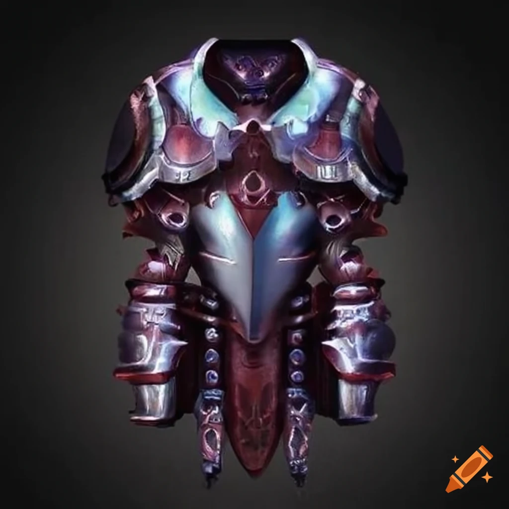 Front view of magic super heavy armor on Craiyon