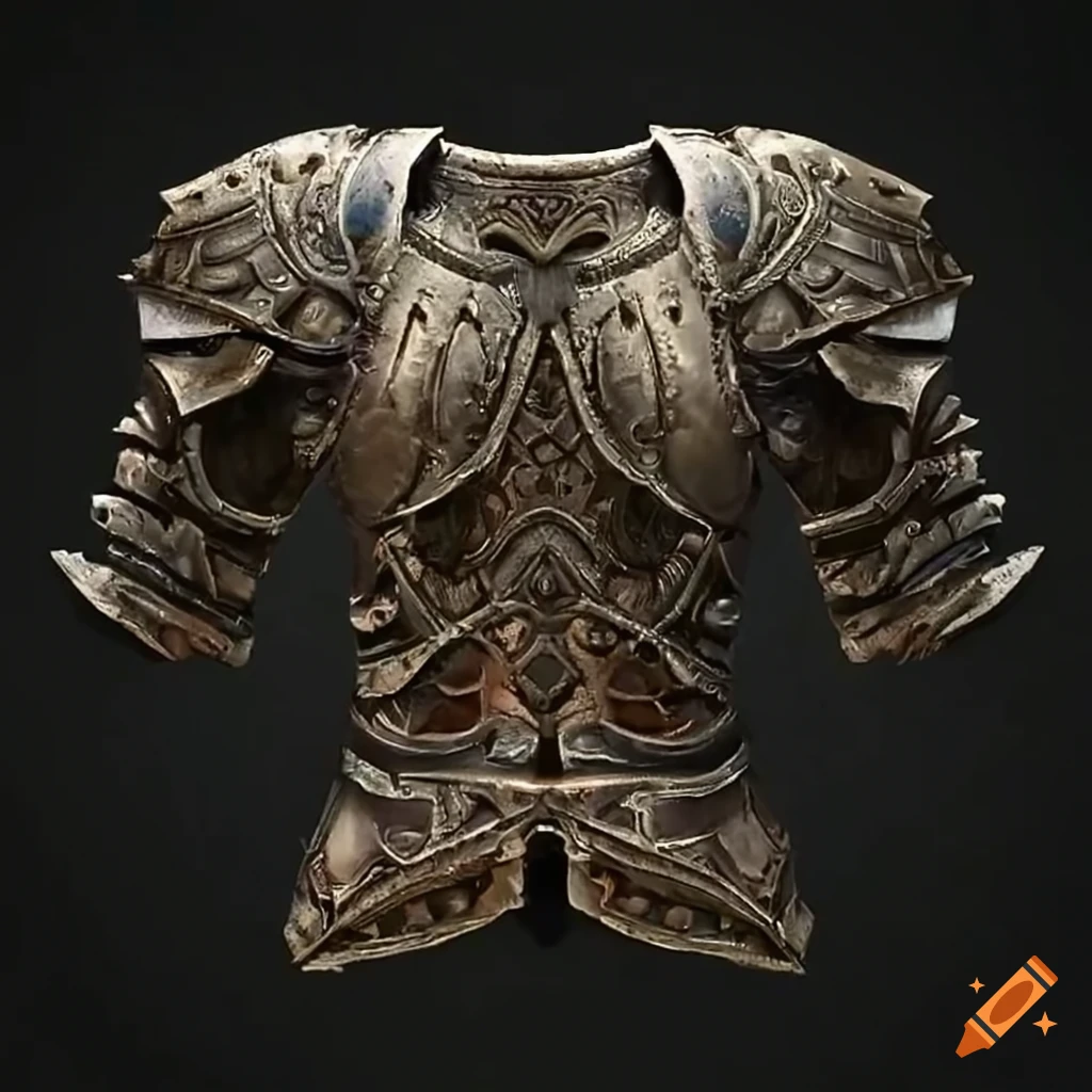 Front view of adorned magic armor on Craiyon