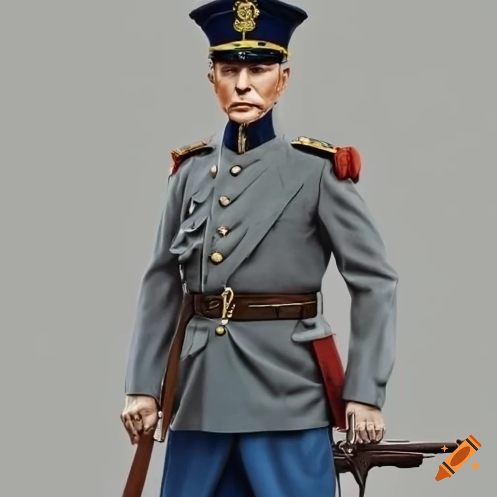 General in gray uniform with blue pants on Craiyon