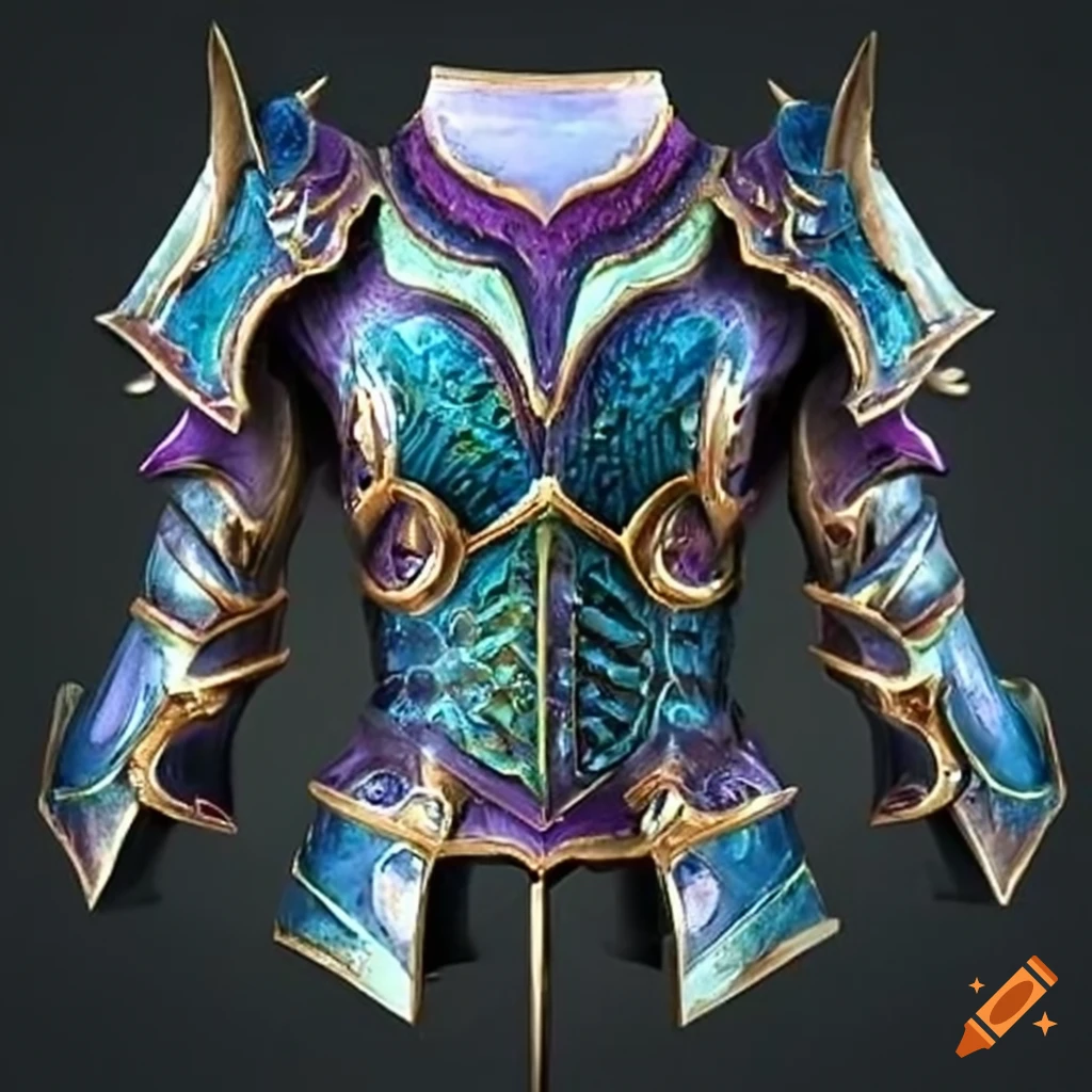 Adorned magic vitreous armor from the front on Craiyon