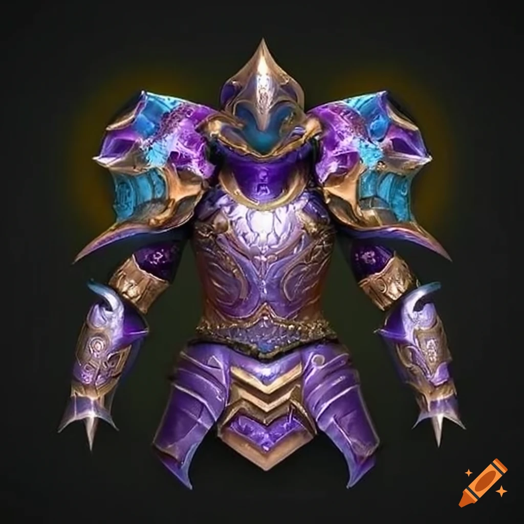 Front view of adorned magic armor on Craiyon