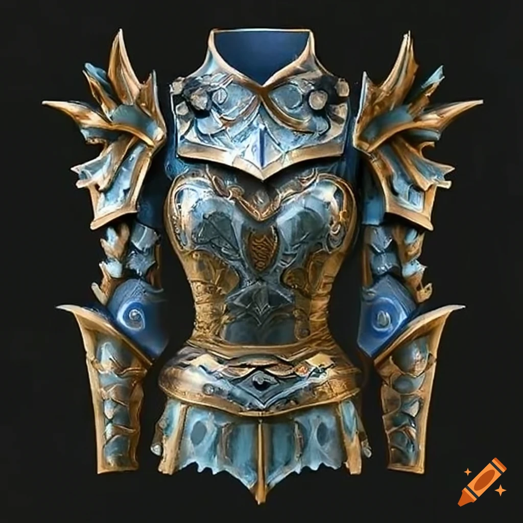 Front view of adorned magic armor on Craiyon