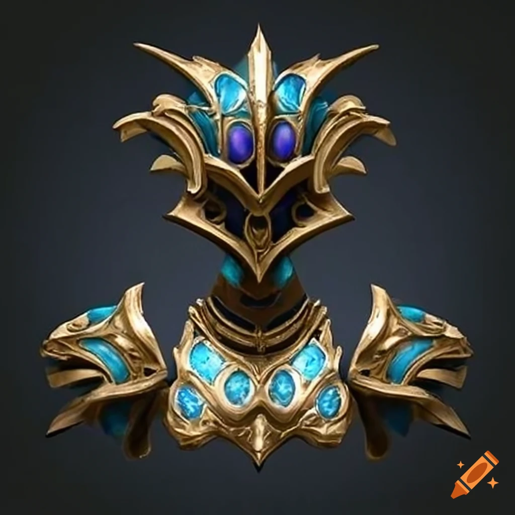 Front view of magic armor on Craiyon