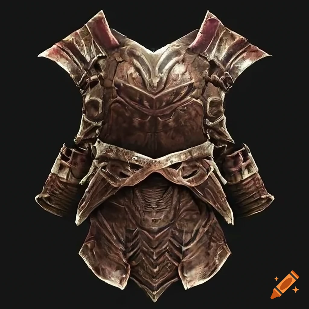 Front view of adorned magic hide armor on Craiyon