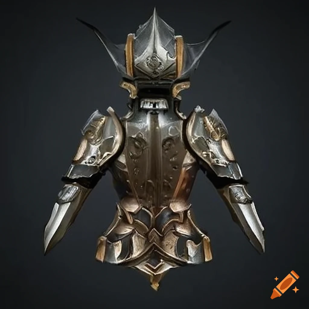 Front view of adorned magic armor on Craiyon