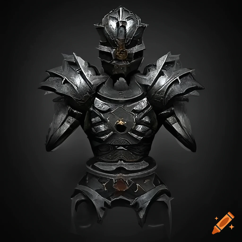 Adorned magic black armor from the front on Craiyon