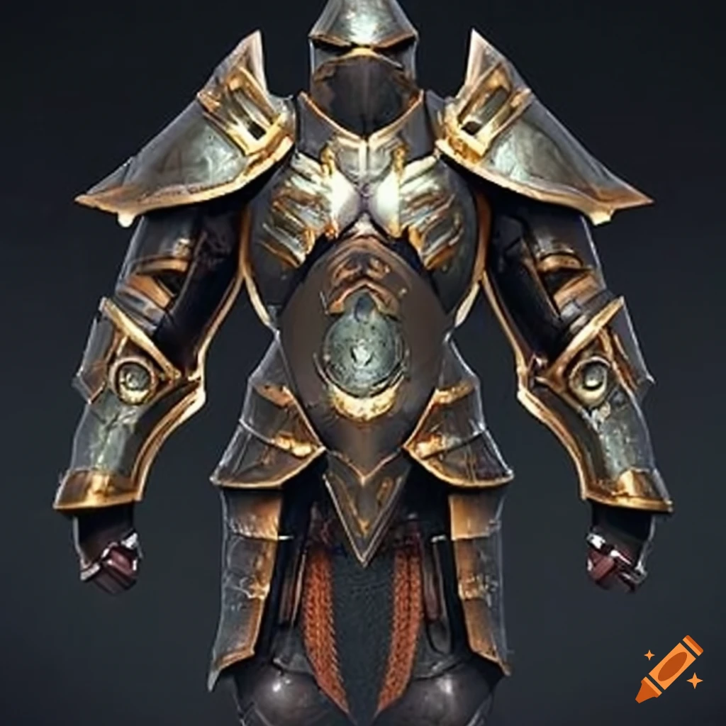 Front view of magic super heavy armor on Craiyon