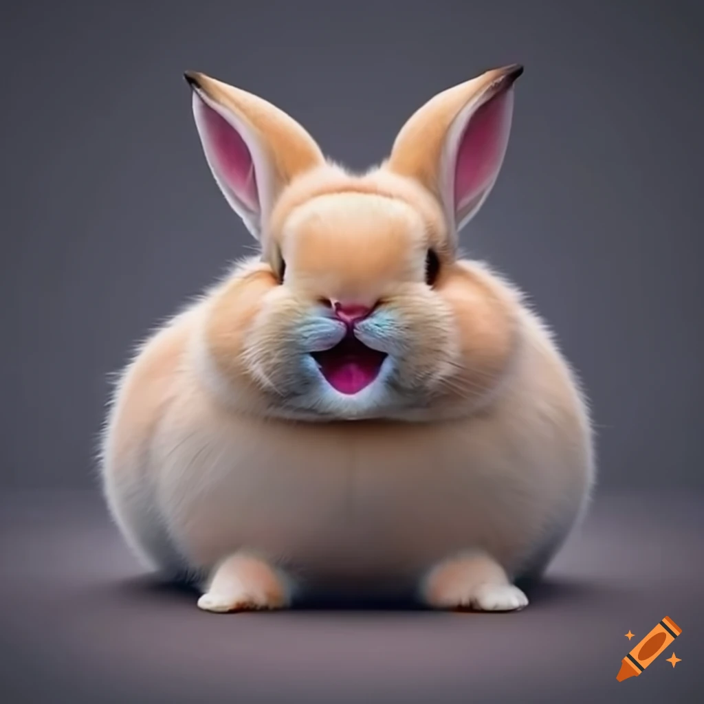 Fat cute laughing bunny on Craiyon