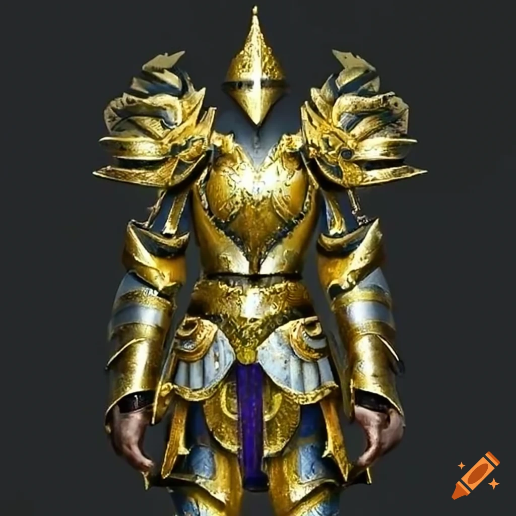 Adorned magic gilded armor from the front on Craiyon
