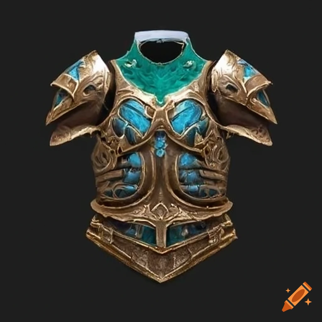 Front view of magic armor on Craiyon