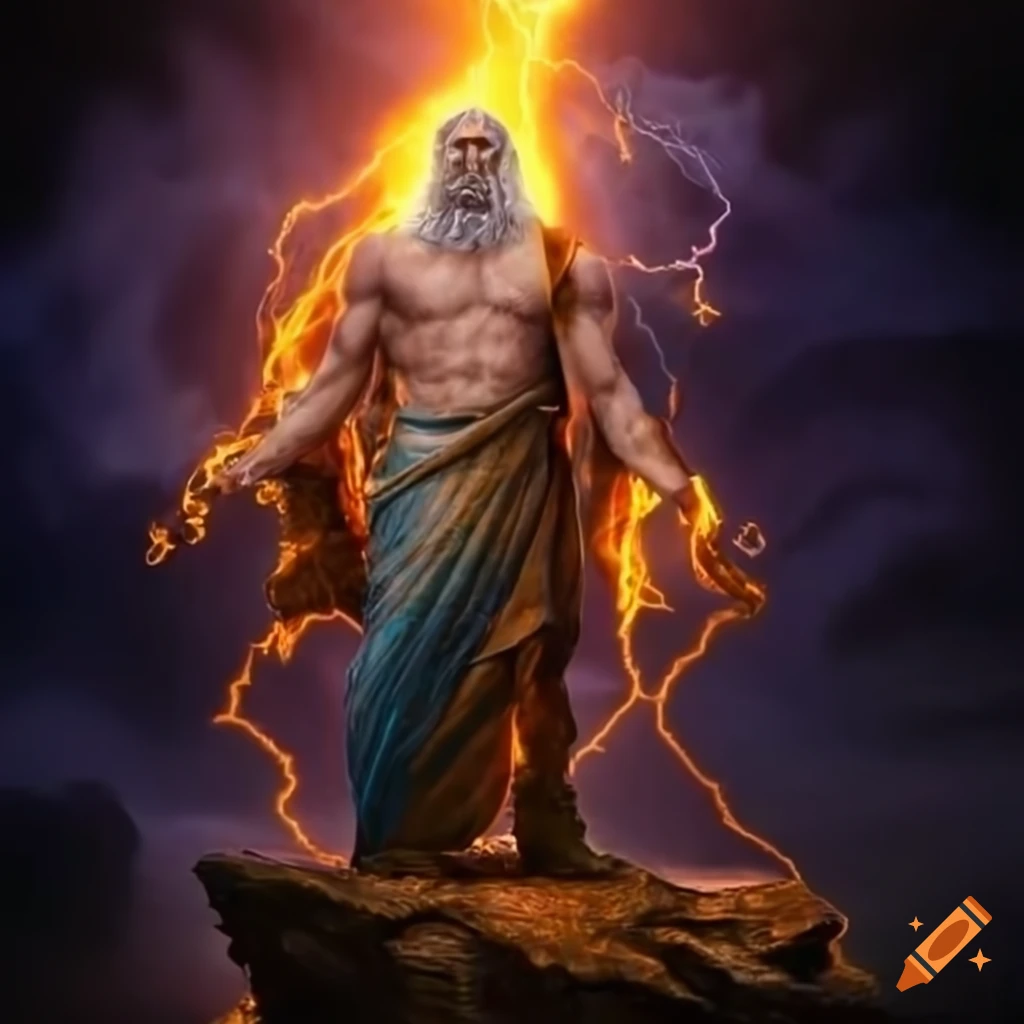 Zeus with a lightning bolt on Craiyon