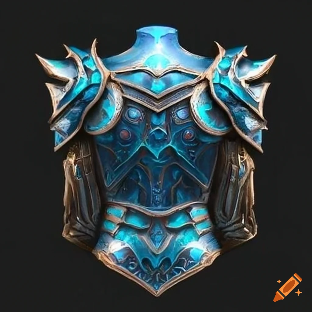 Front view of adorned magic strength armor on Craiyon