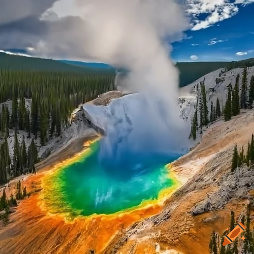 Iconic scenes from Yellowstone National Park showcasing geothermal ...