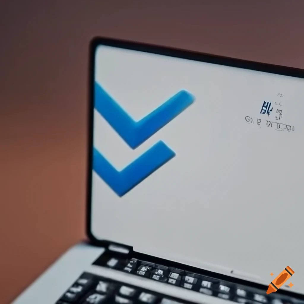 Flutter development logo emerging from a laptop on Craiyon