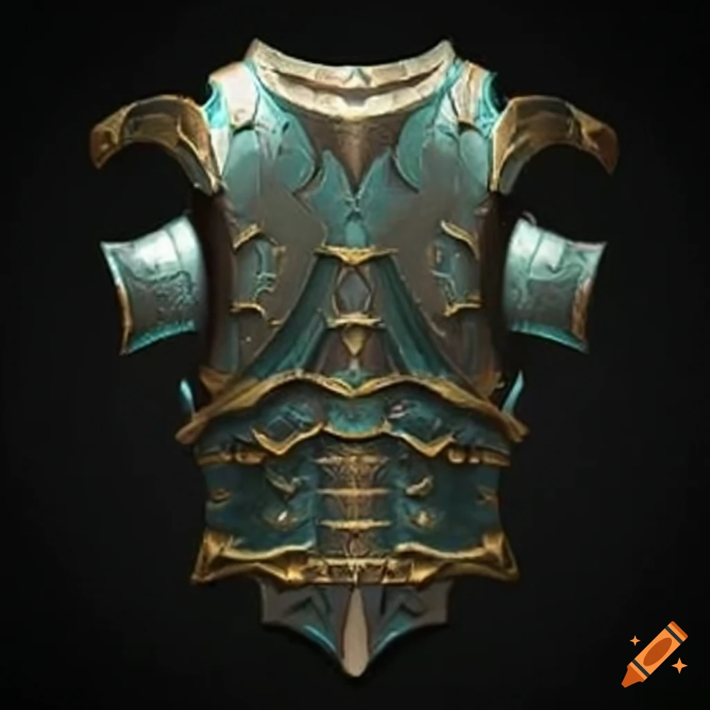 Adorned heavy magic super armor from the front view on Craiyon