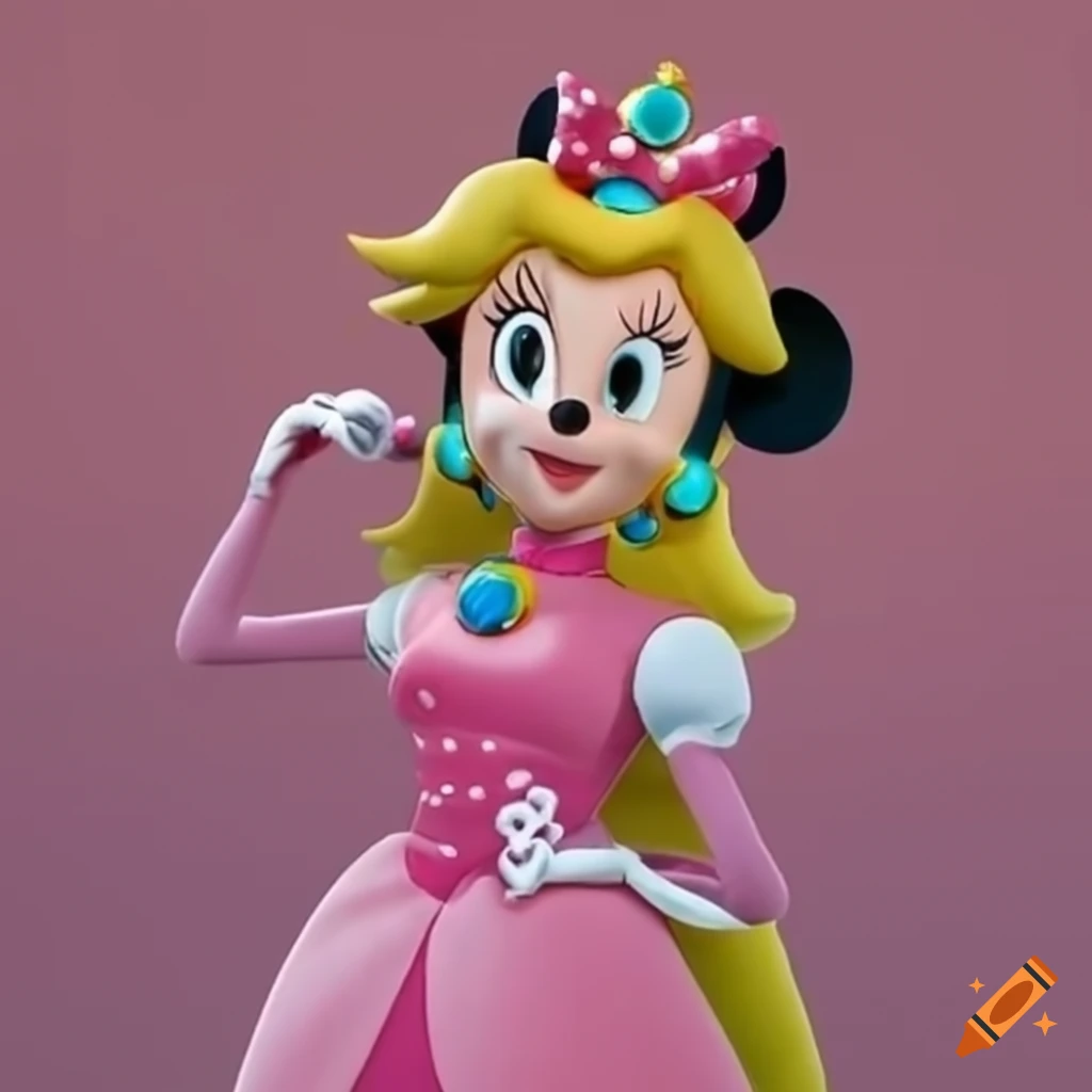 Minnie mouse dressed as princess peach on Craiyon