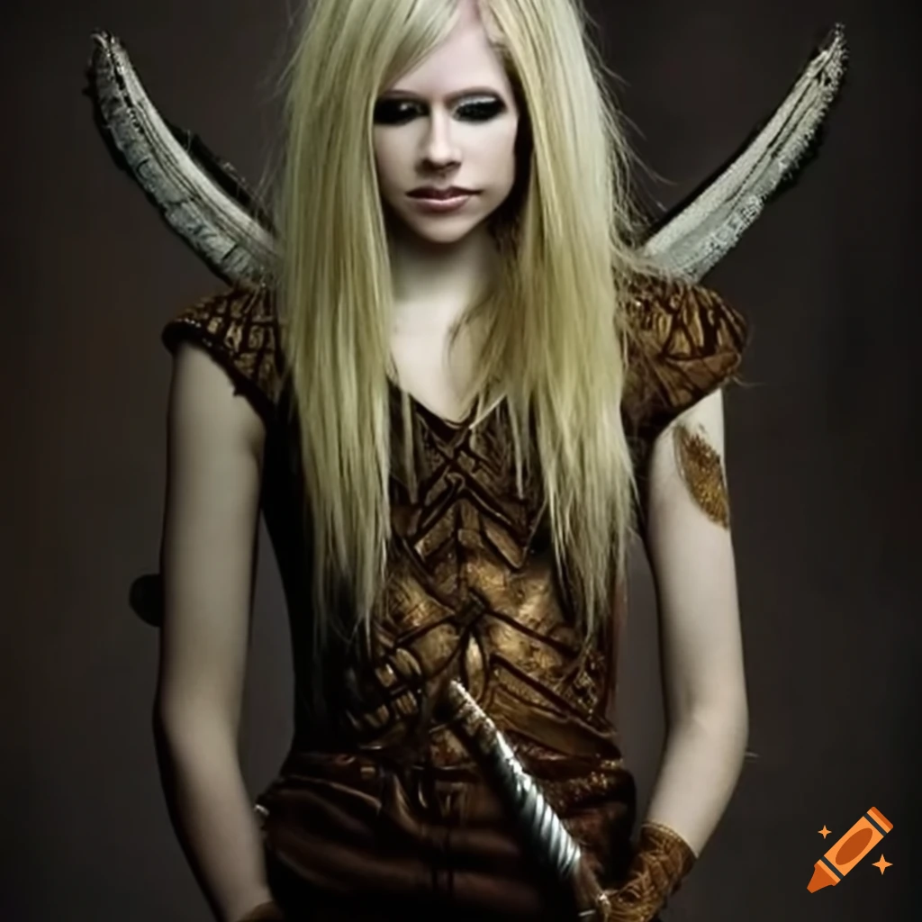 Avril lavigne portraying an elf warrior character on Craiyon