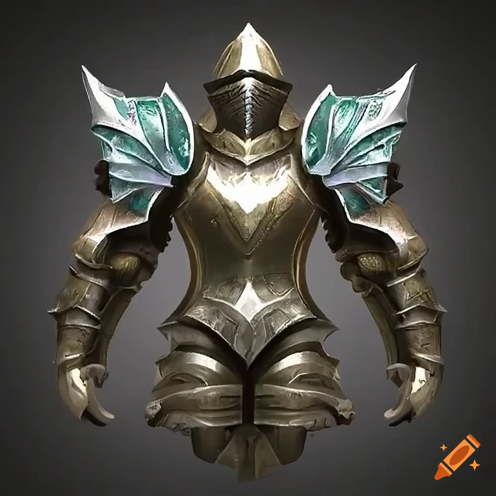 Front view of adorned magic armor on Craiyon