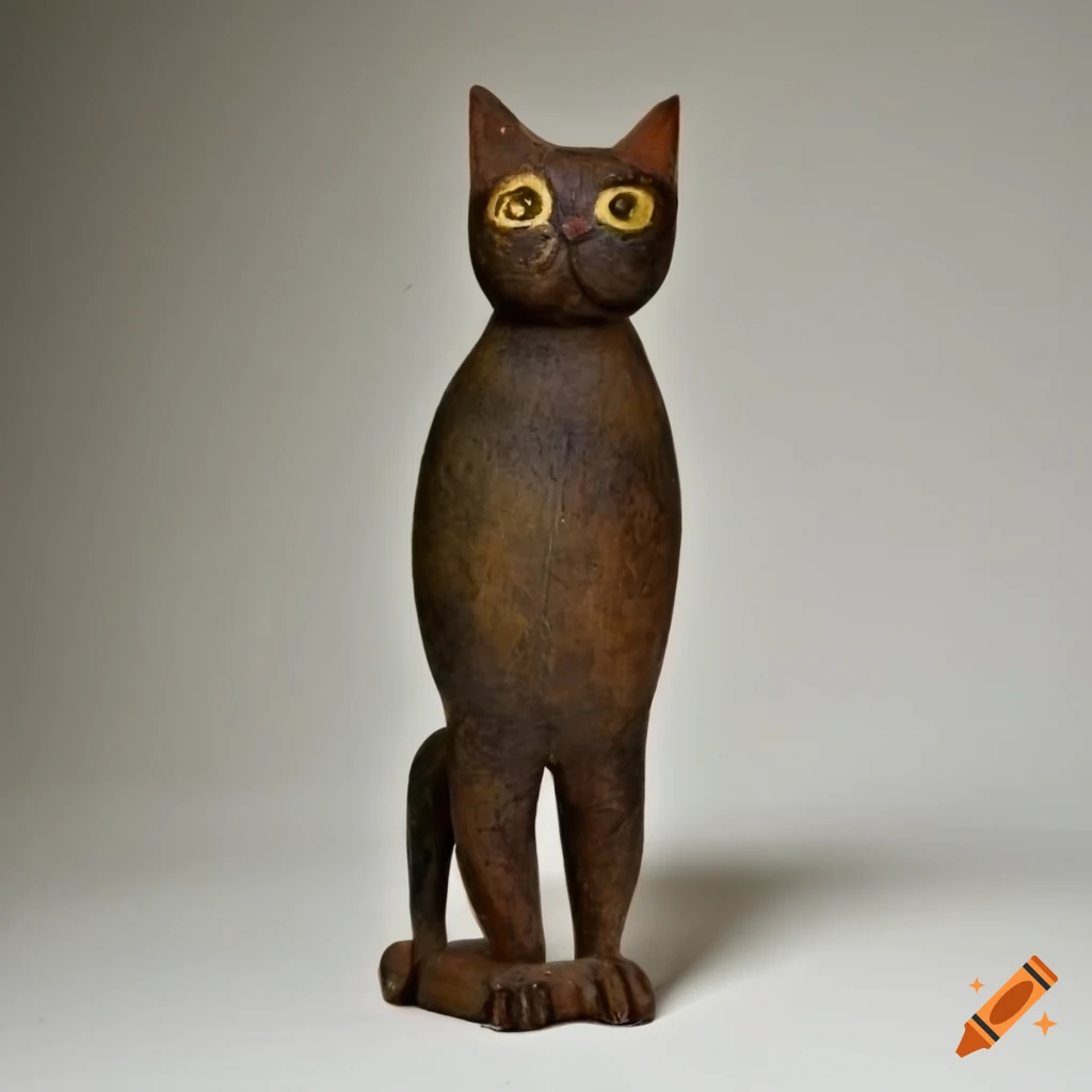 Ancient cat figurines in primitive art style on Craiyon