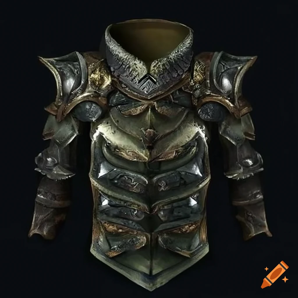 Adorned magic hide armor front view on Craiyon