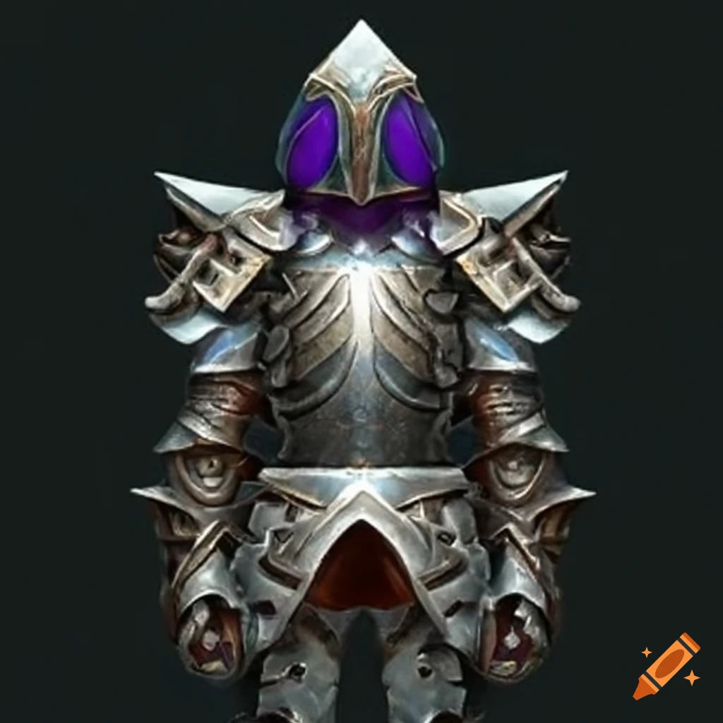 Front view of adorned magic lacquered armor on Craiyon