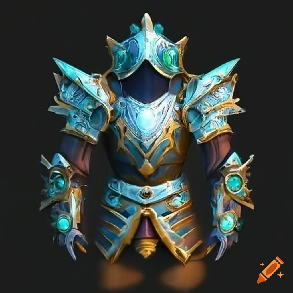 Adorned magic bullet armor from the front on Craiyon