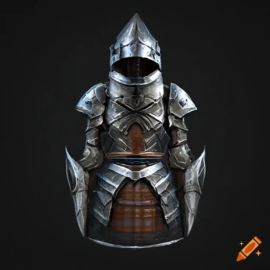 Front view of adorned magic lacquered armor on Craiyon