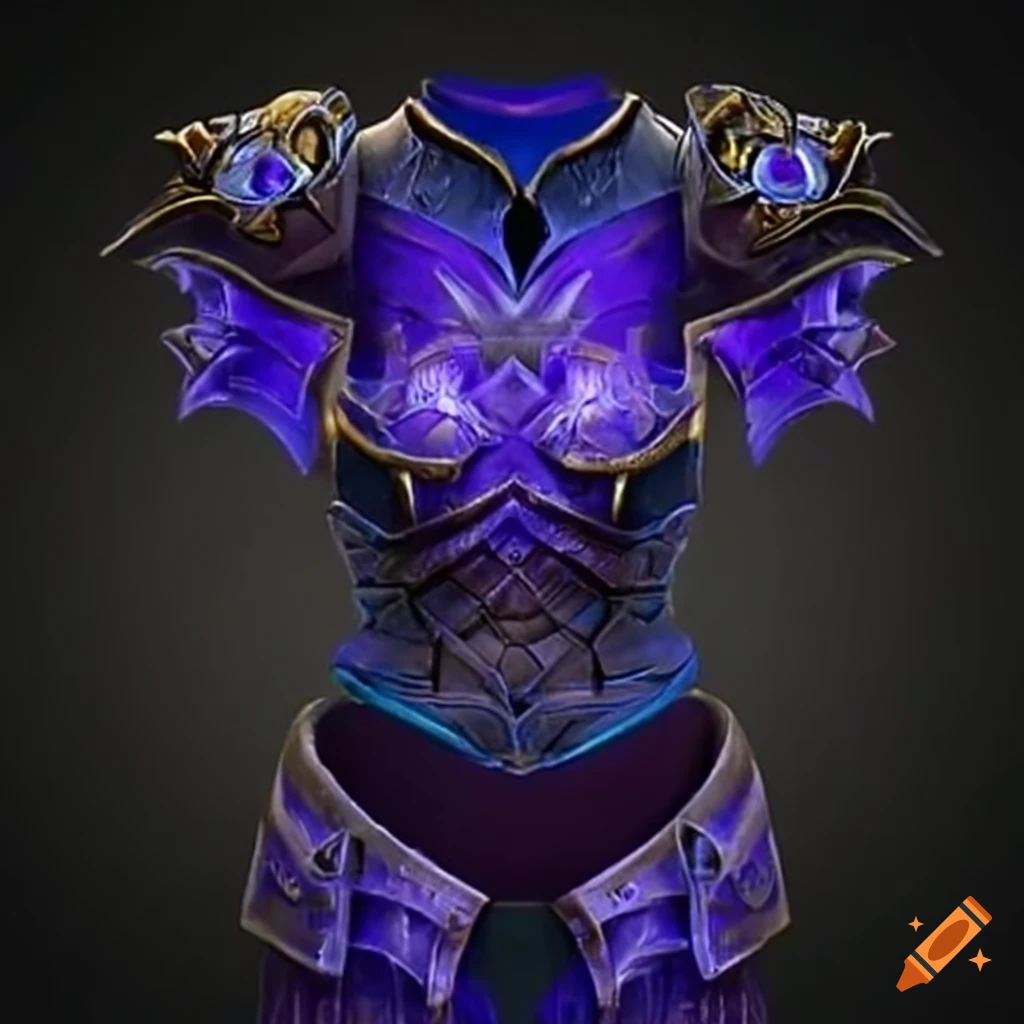 Front view of adorned magic armor on Craiyon