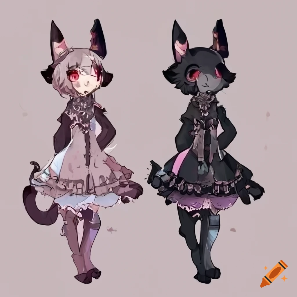 Furry adopt design inspired by Gothic Lolita style in Made in Abyss theme on Craiyon
