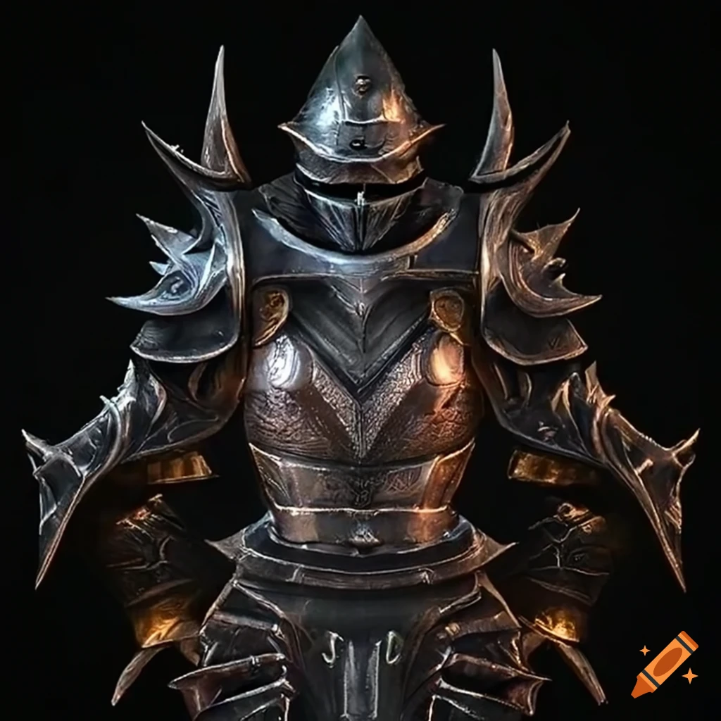 Front view of adorned magic hide armor on Craiyon