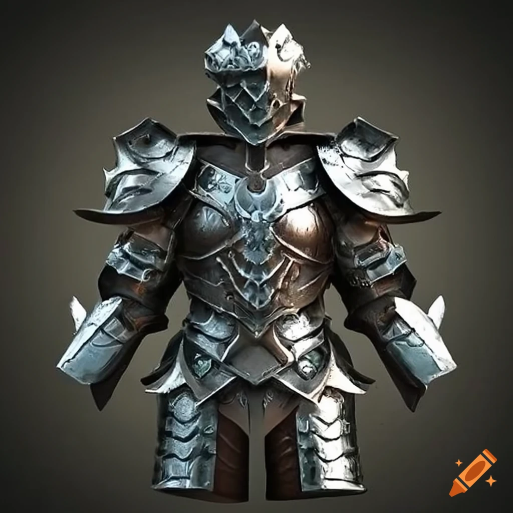 Front view of adorned magic lacquered armor on Craiyon