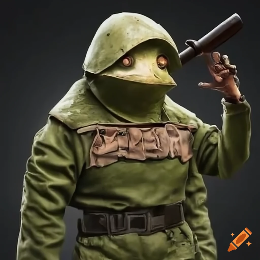 Humanistic frog-like tank commander in WW2 Russian Tank on Craiyon