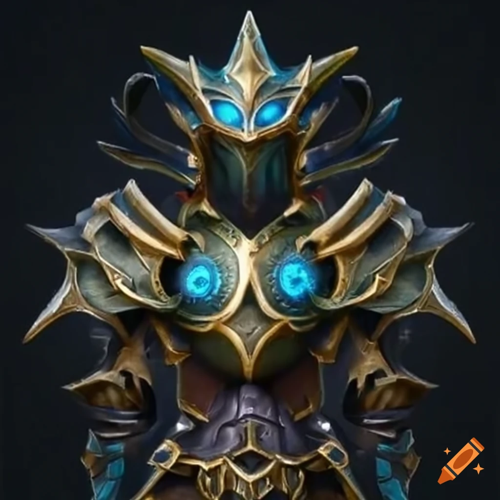 Front view of adorned magic hunter armor on Craiyon