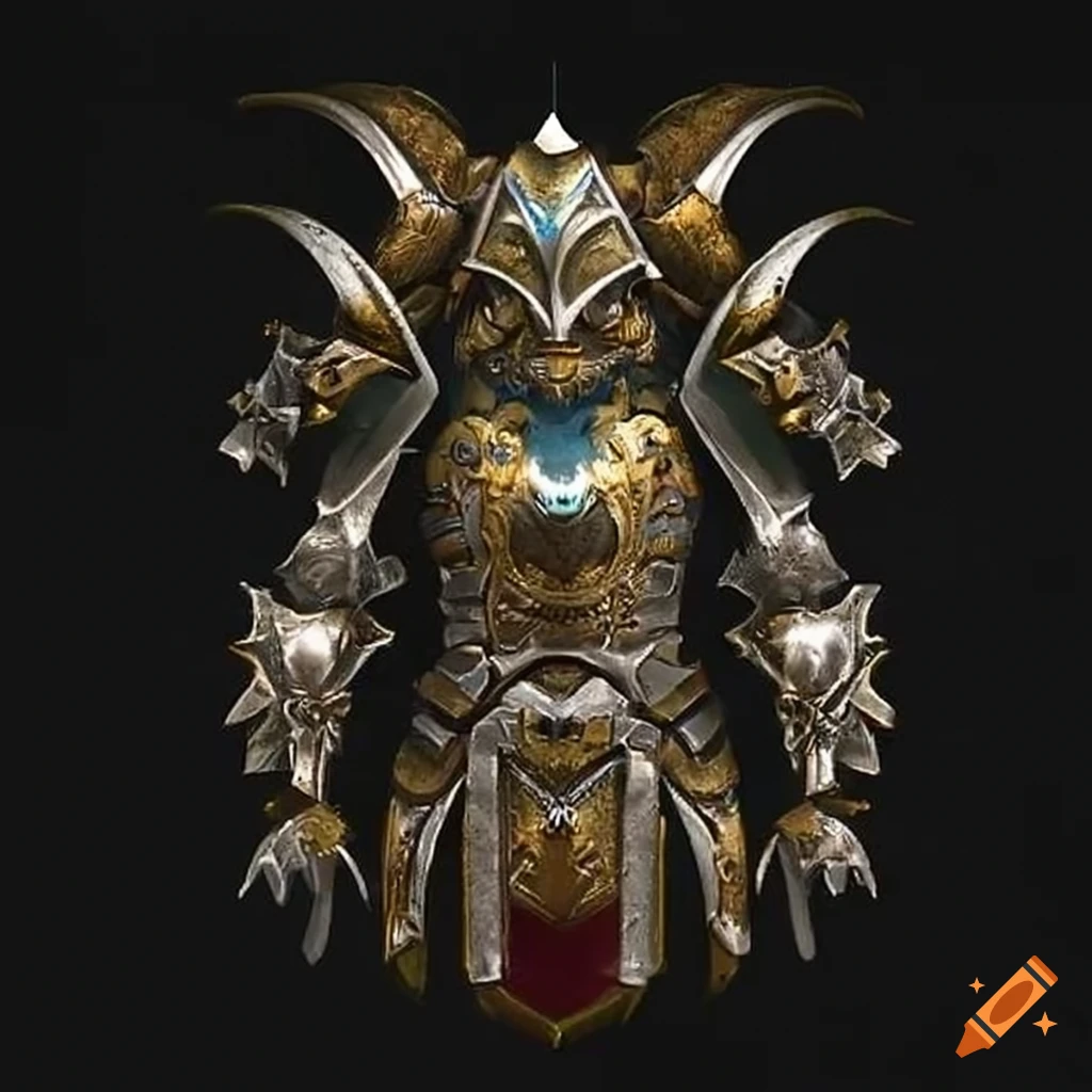 Adorned magic syfon armor front view on Craiyon