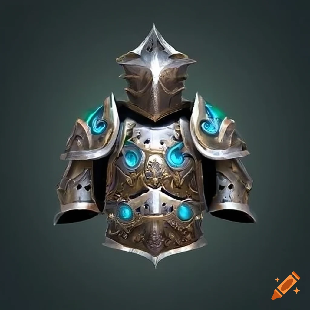 Front view of adorned magic armor on Craiyon