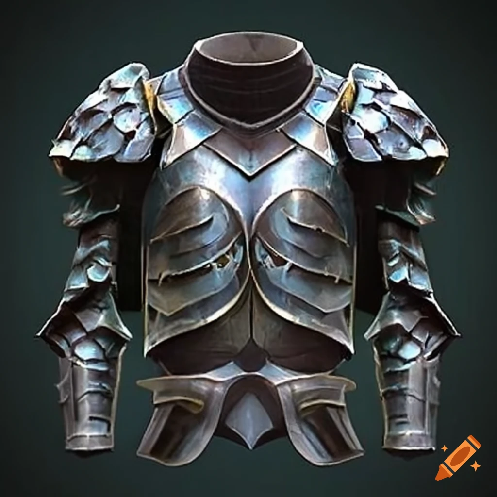 Adorned magic lacquered armor from the front on Craiyon