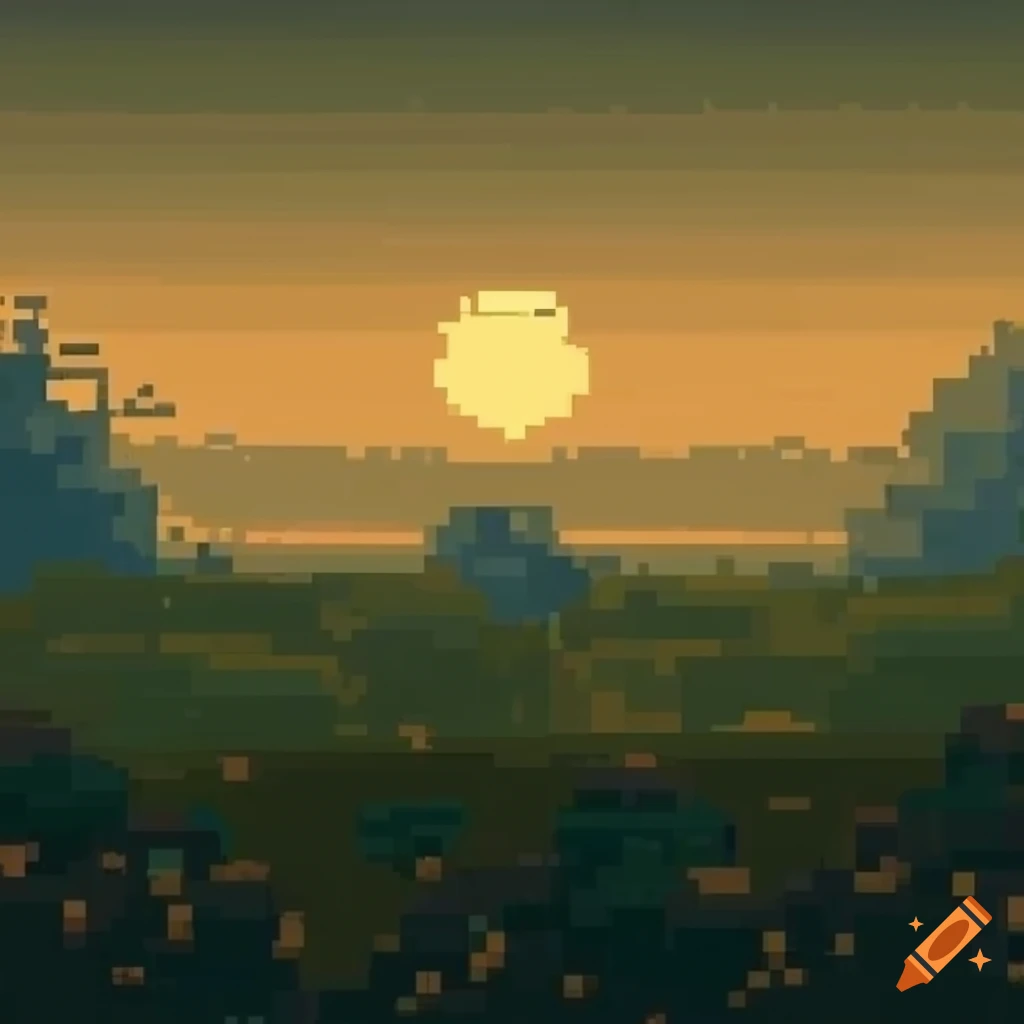 Horizon in a pixel art field on Craiyon