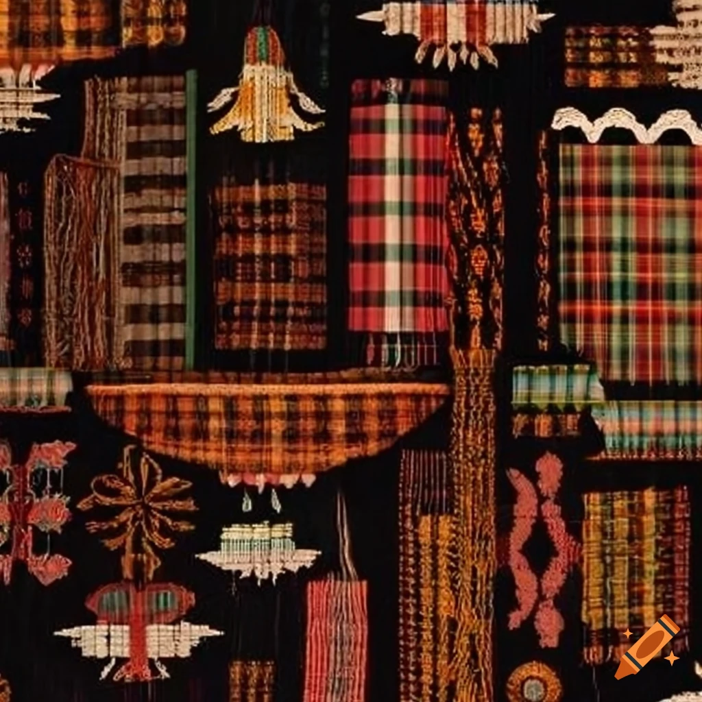 Display of woven textiles inspired by musical genres on Craiyon
