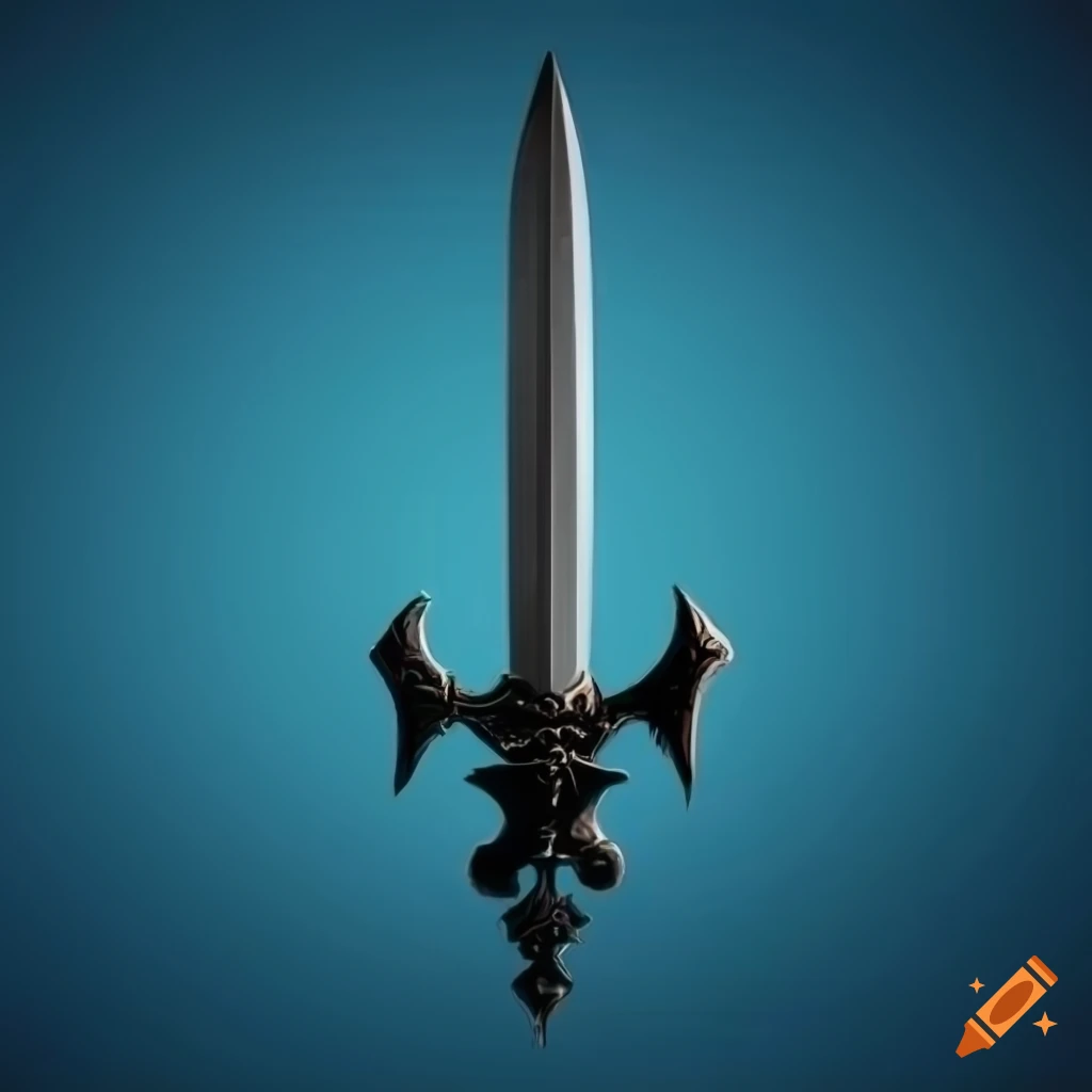 Rpg fantasy flag emblem sword on blue background on Craiyon