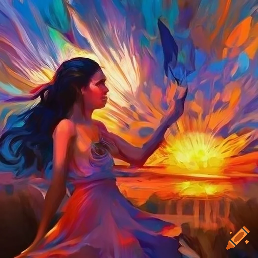 Vibrant digital painting with electrified sun rays by various artists ...