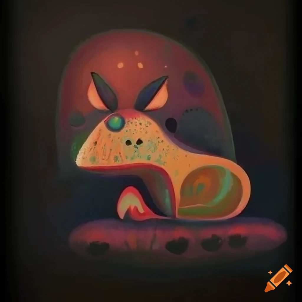 Abstract primitive art landscape with cosmos animals on Craiyon