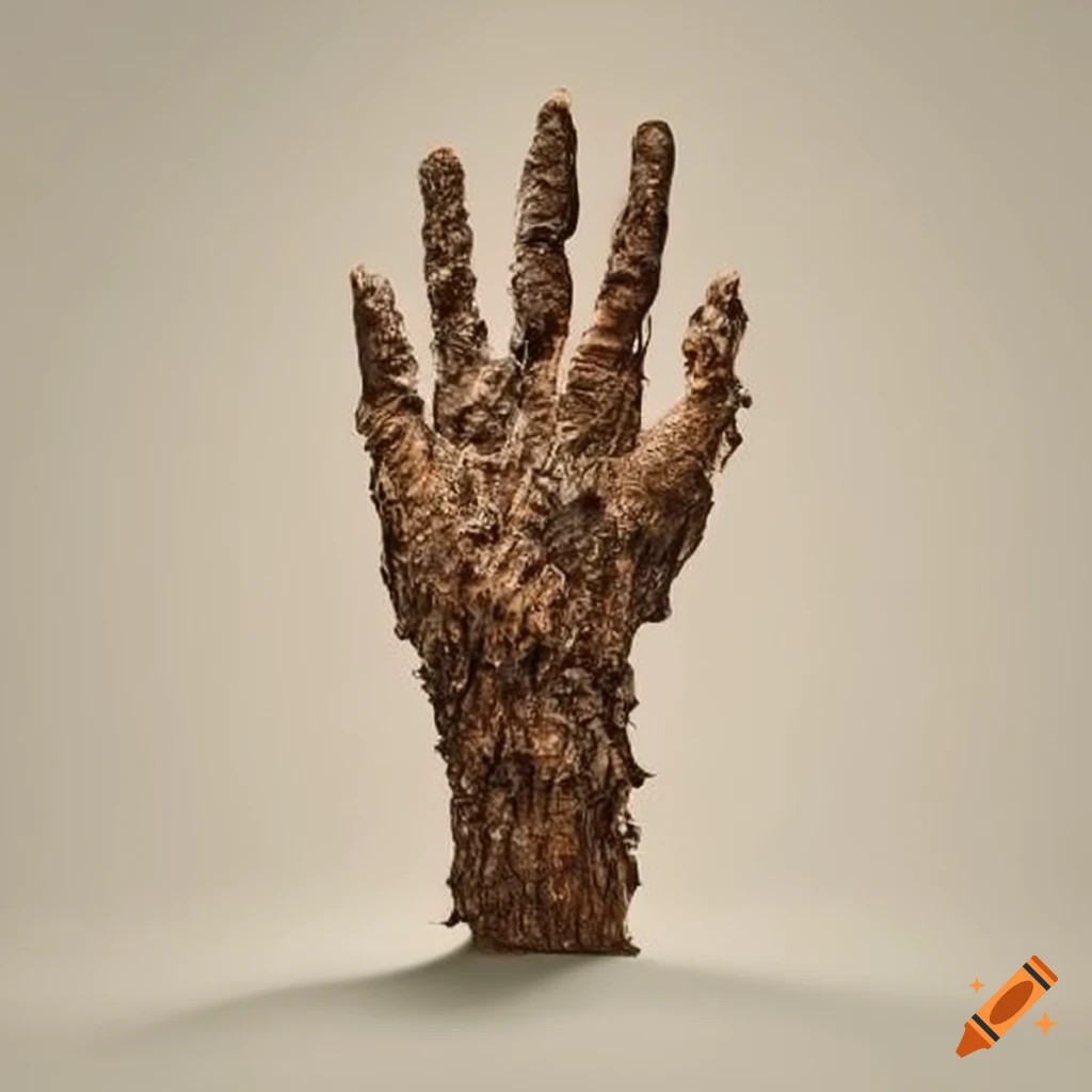 Hands made of tree bark on Craiyon