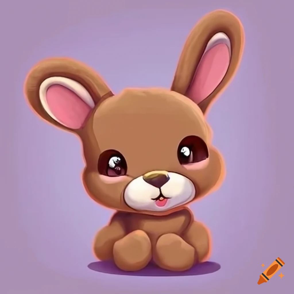 Cute baby teddy rabbit in a cartoon style on Craiyon