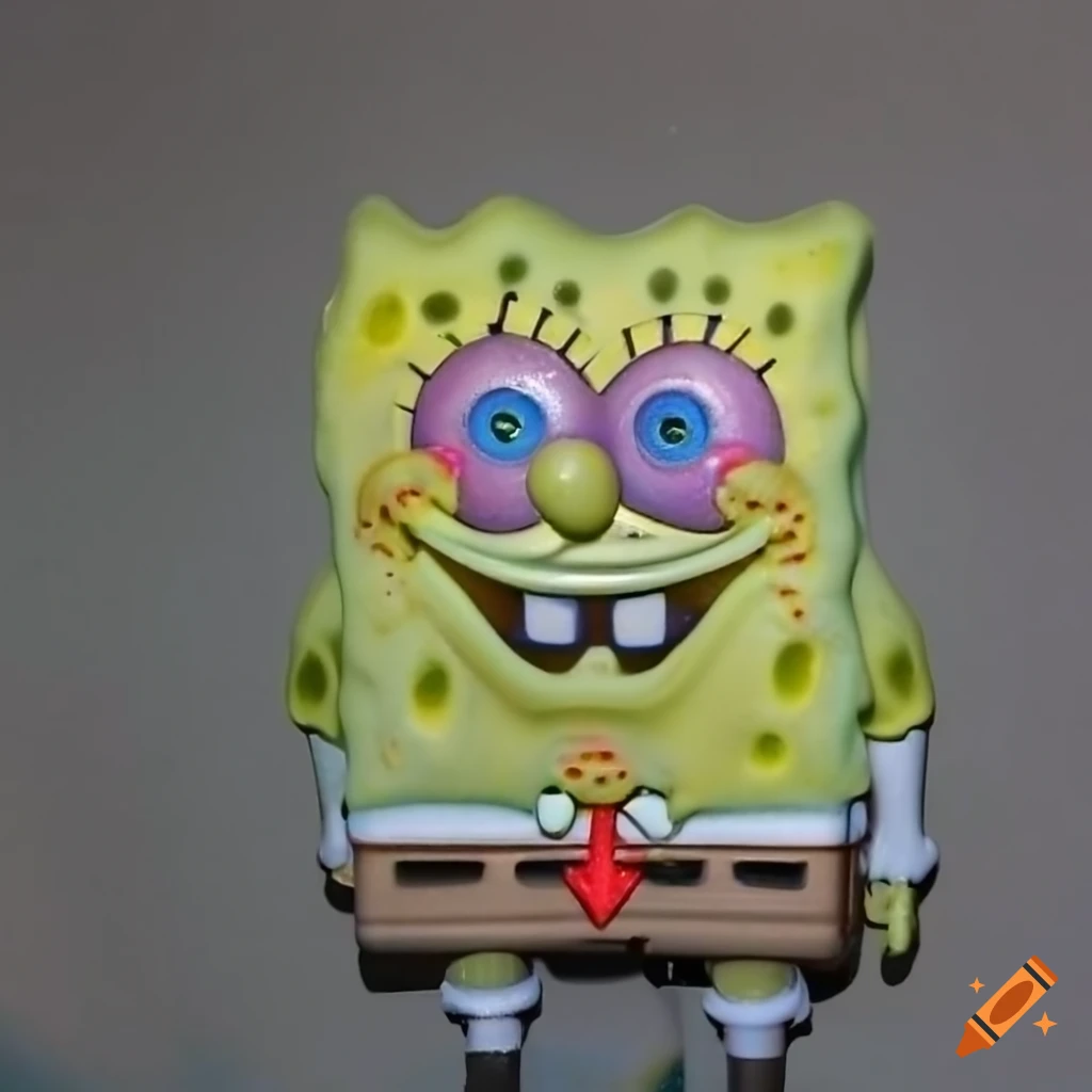 Disturbing depiction of a sponge with pimples and acne on Craiyon