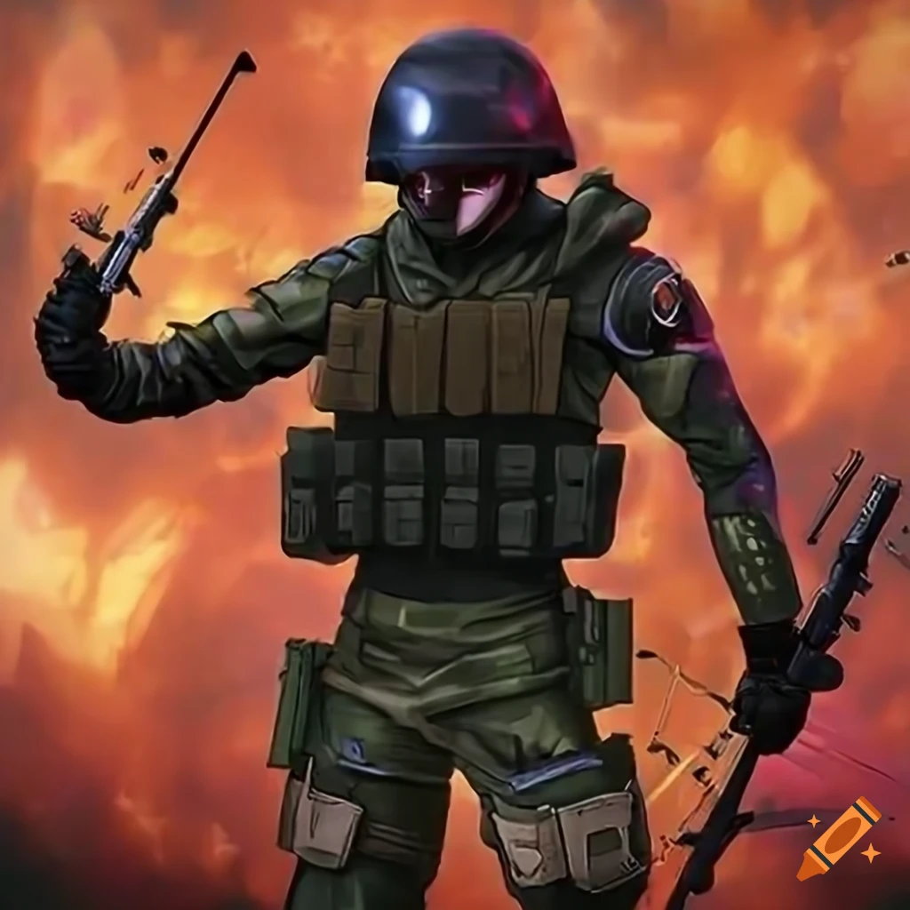 Anime army soldier in a fantasy french inspired suit with thunder and ...