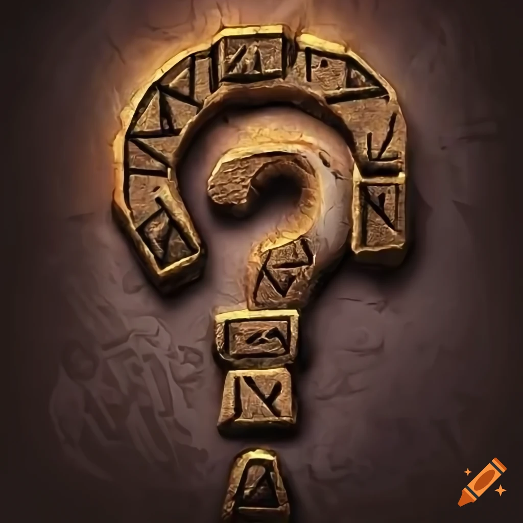 Dwarven rune stone with question mark symbol in 4k resolution on Craiyon