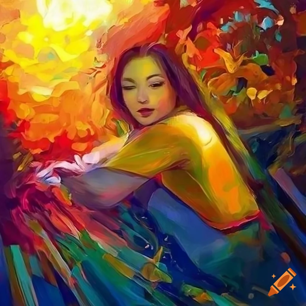 Vibrant digital painting with electrified sun rays and bold colors by ...