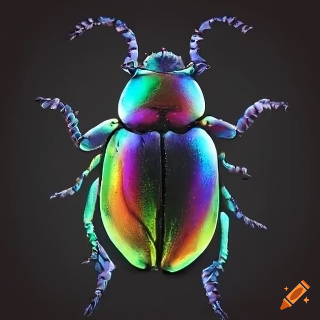 Translucent beetle with dazzling rainbow exoskeleton on Craiyon