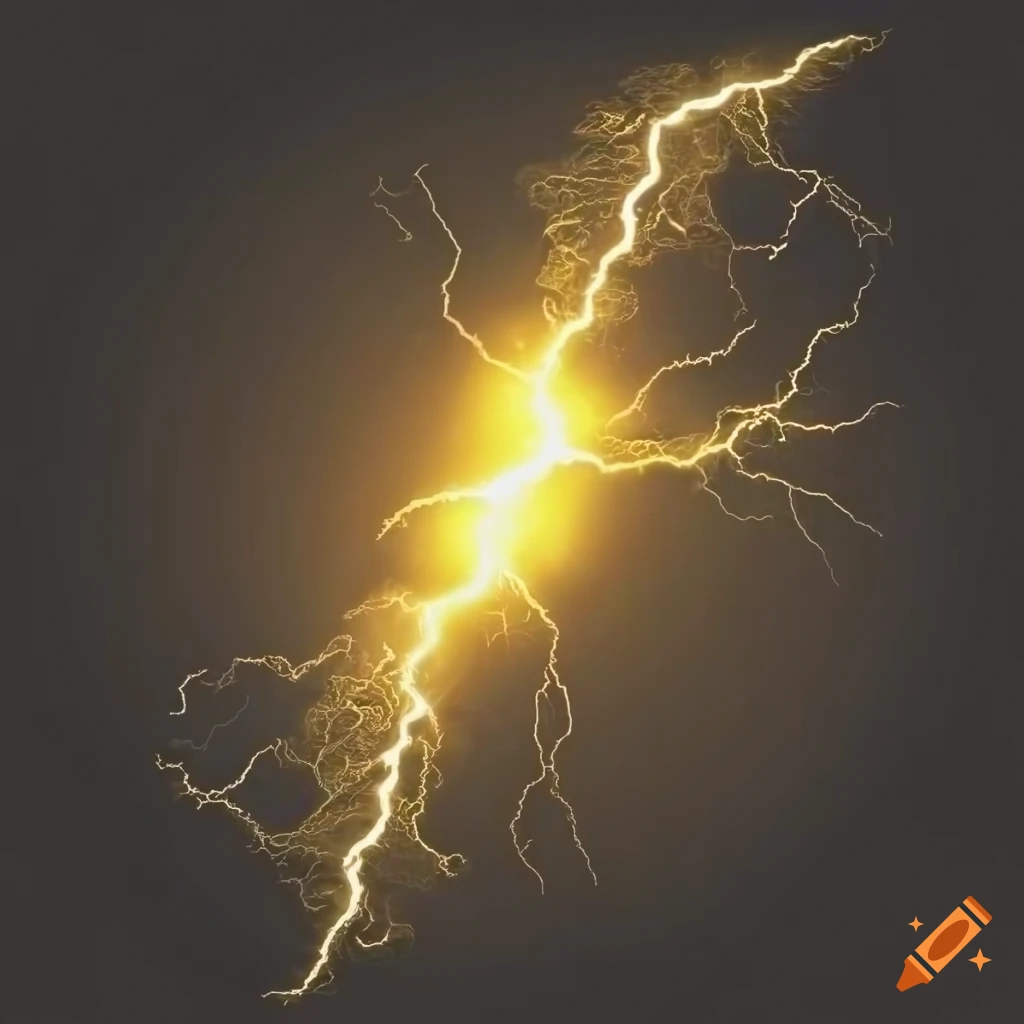 Gold lightning on black background on Craiyon